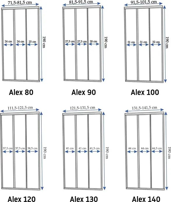 Posuvné sprchové dveře REA ALEX 90 cm pro instalaci do niky, chrom - bez vaničky