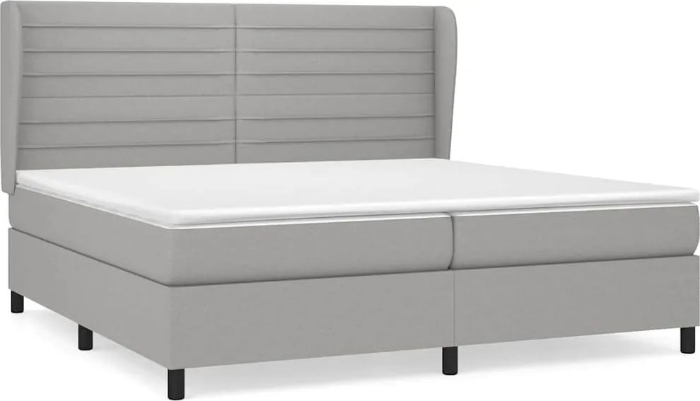 Box spring postel s matrací světle šedá 200 x 200 cm textil 3128069