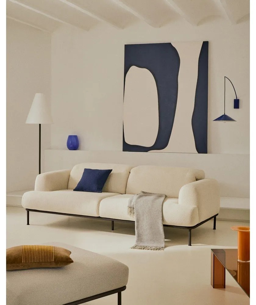 Béžová podnožka z textilie bouclé Aurum – Kave Home