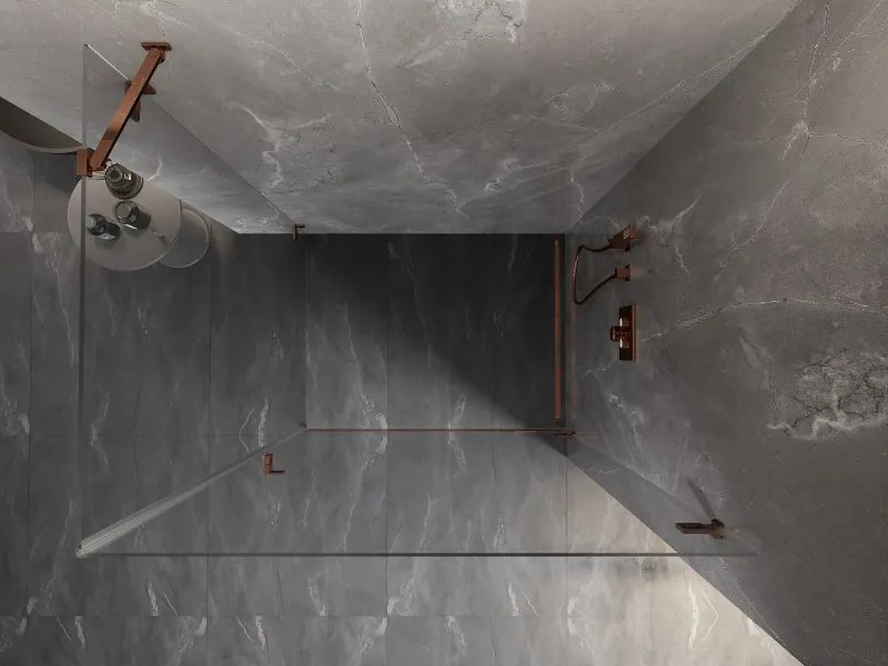 Mexen Lunar-B, pravostranný výklopný sprchový kout 95 x 80 cm, 8mm čiré sklo, profil růžové zlato, 832-095-080-60-00-P