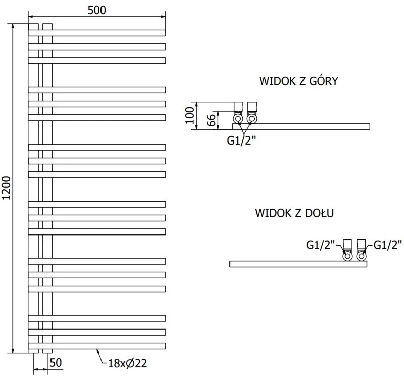 Mexen Neptun, topné těleso 1200x500 mm, 360 W, chromová, W101-1200-500-00-01