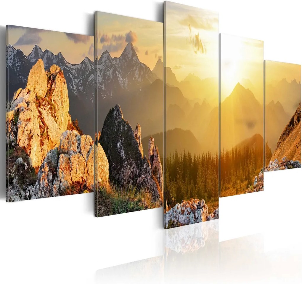 Pětidílné obrazy - hory (220x110 cm) - Murando DeLuxe