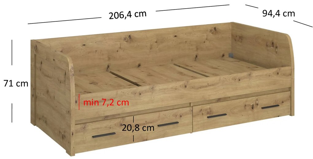 Postel 2s/90x200 dub artisan Ayson Mebel Bos