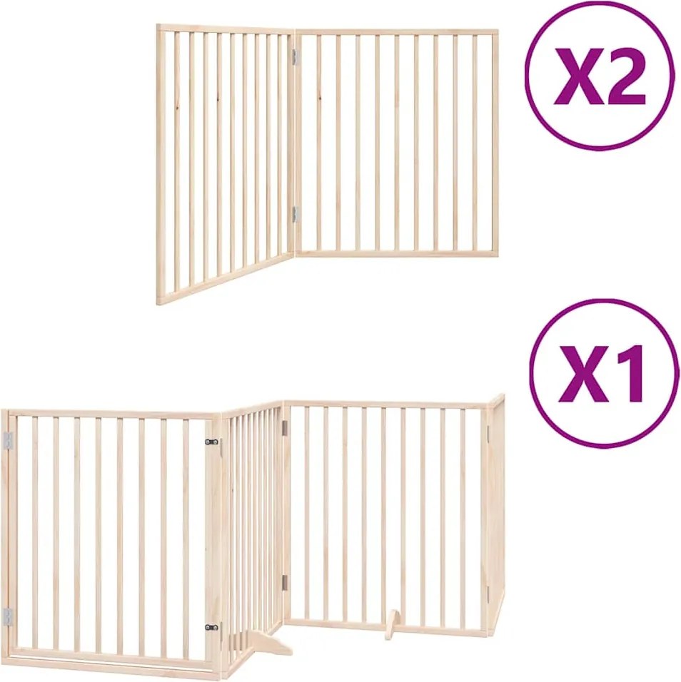 Zábrana pro psy s dvířky skládací 8 panelů 640 cm topol 3155558