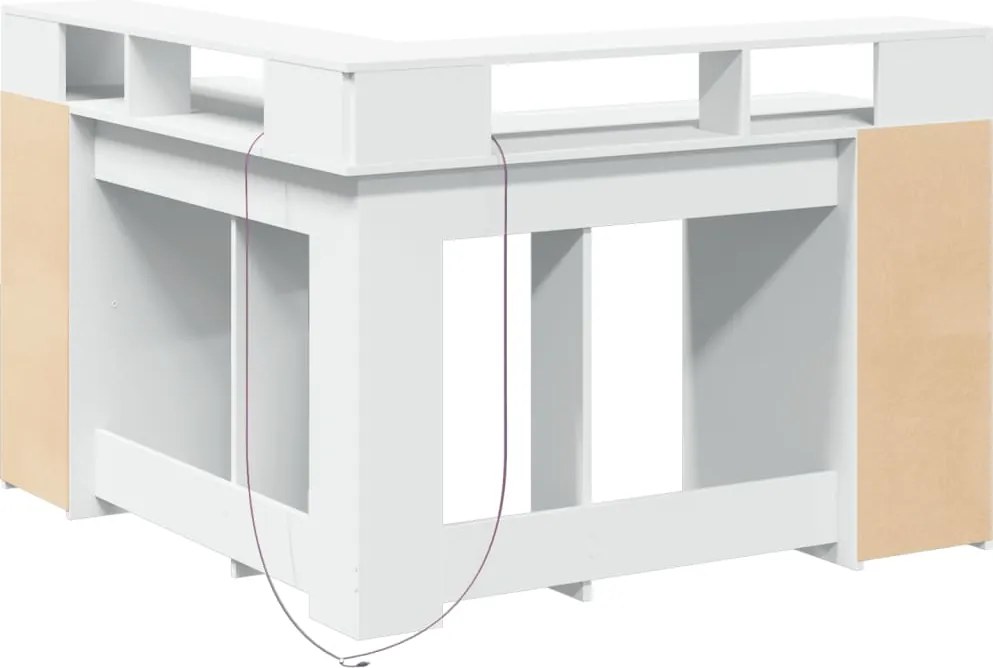 Psací stůl s LED světly bílý 130 x 130 x 91 cm kompozitní dřevo 3309447