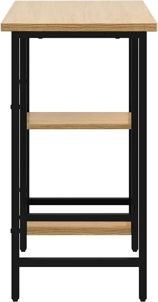 PC stůl černý a světlý dub 80 x 40 x 72 cm MDF a kov 20557