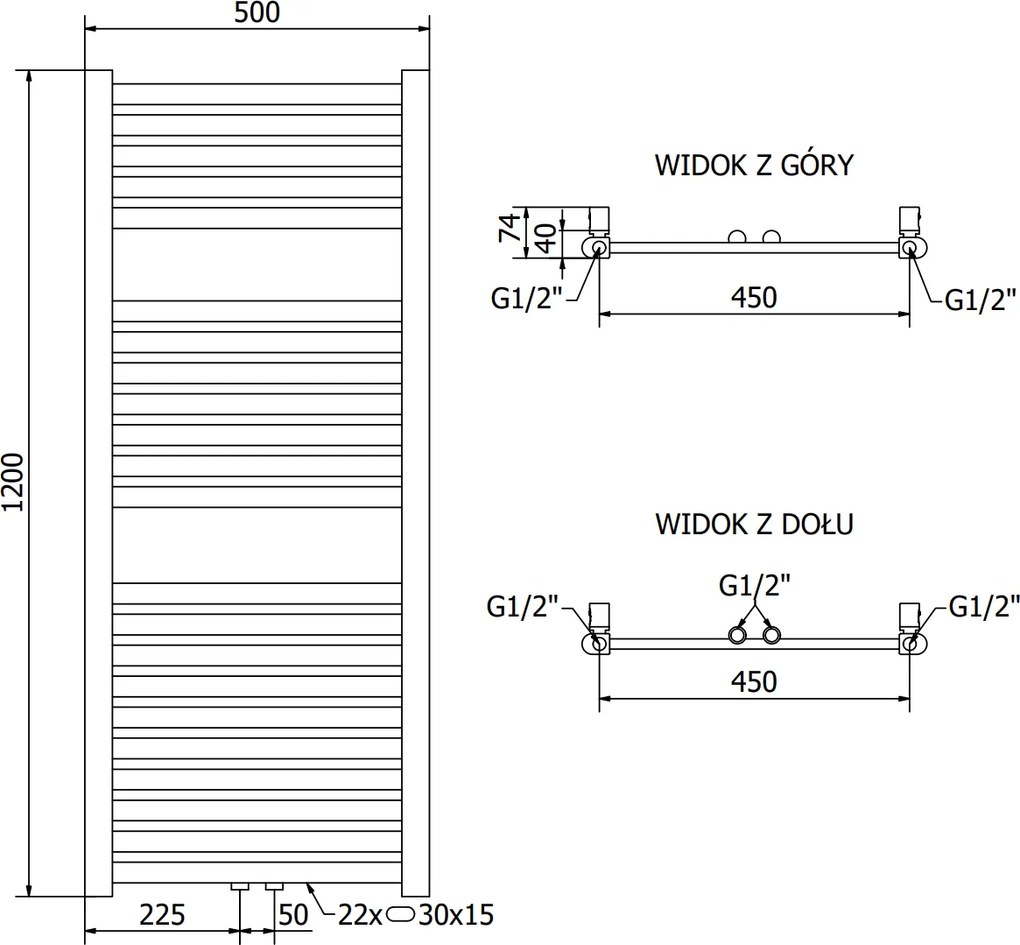 Mexen Hades, elektrické topné těleso 1200 x 500 mm, 600 W, zlatá lesklá, W104-1200-500-2600-50