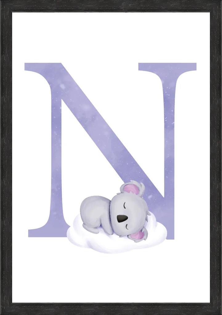 Abeceda písmena s koalou - Obraz, Plakát Velikost: A3 - 29,7x42 cm, Volba rámu: s bílým rámem, Písmeno: F