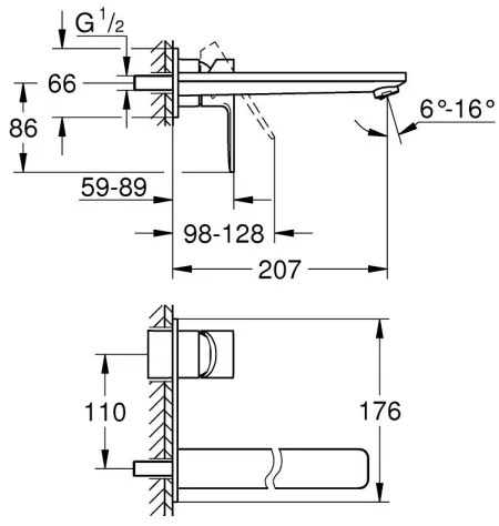 GROHE 23444AL1 - Umyvadlová dvouotvorová baterie LINEARE 207 mm grafit