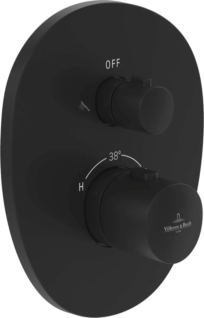 Villeroy & Boch Antao - Termostatická baterie pod omítku, pro 2 spotřebiče, s tělesem, matná černá TVS111003000K5