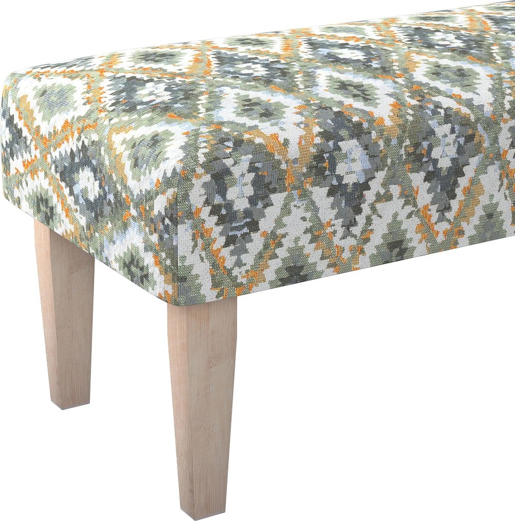 Dlouhá lavička 100x40cm barva modrá látka pletený vzor, vzorované