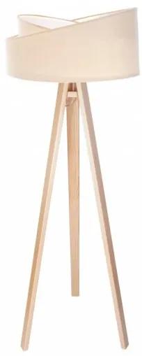 Timberlight Stojací lampa Awena krémová + bílý vnitřek + dřevěné nohy