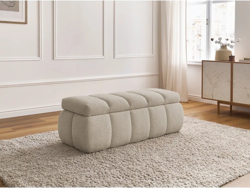 Béžová lavice z textilie bouclé – Bobochic Paris