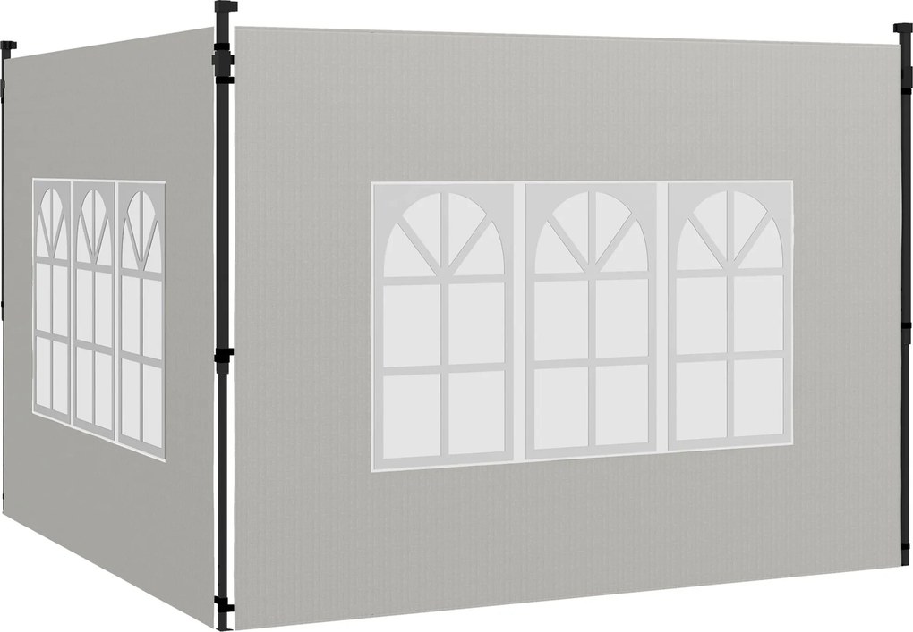 Outsunny Boční Stěny pro Zahradní Altán 3x3 m a 3x6 m, Sada 2 Stěn s Okny 293x193 cm Bílá | Aosom