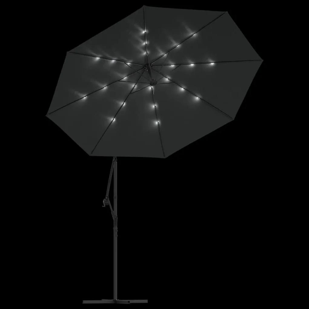 Konzolový slunečník s LED světly ocelová tyč 300 cm antracitový - Default Title