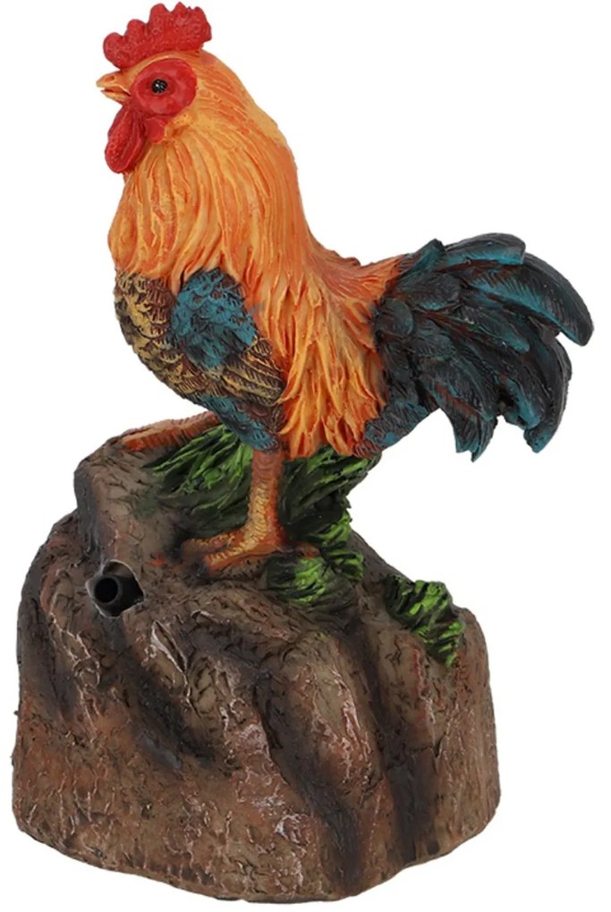 Zahradní figurka z polyesterové pryskyřice Rooster, 11,4 cm, vícebarevná