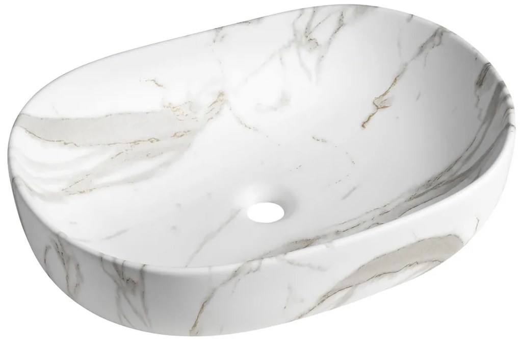 Sapho Sapho, CALEO keramické umyvadlo na desku 60x42cm, bianco carrara, CA590BC