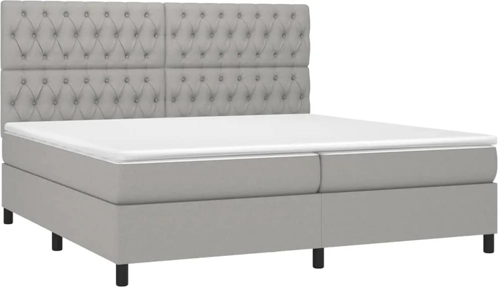 Box spring postel s matrací světle šedá 200 x 200 cm textil 3142041