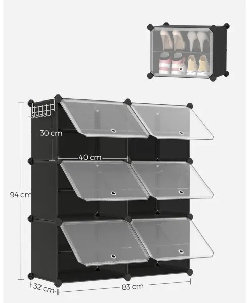 Modulární regál s přihrádkami BOXIFY černá