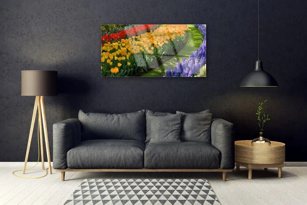 Plexisklo-obraz Květiny Zahrada Tulipány 100x50 cm