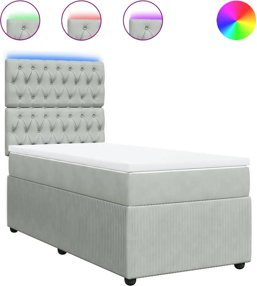 Box spring postel s matrací světle šedá 100x200 cm samet 3294568