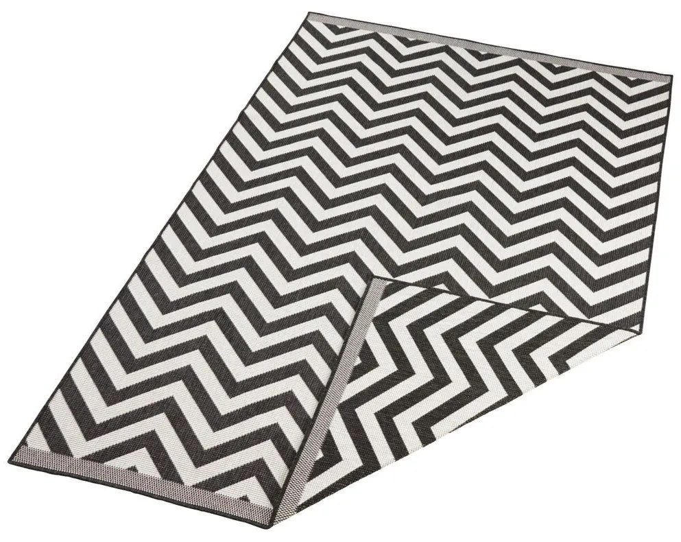 NORTHRUGS - Hanse Home koberce Kusový koberec Twin Supreme 103433 Palma black creme – na ven i na doma - 80x250 cm