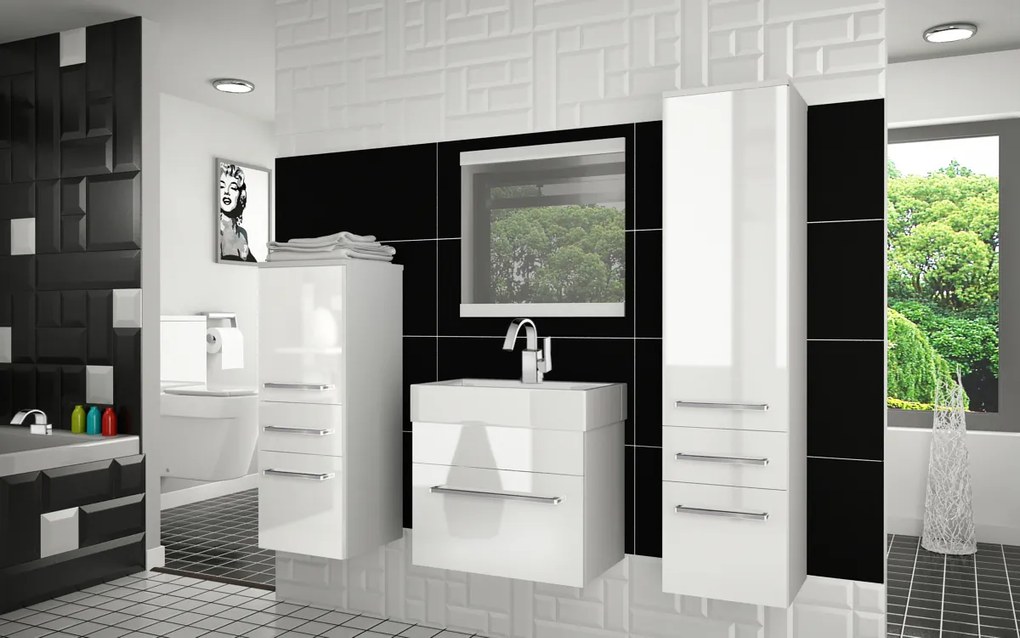 Koupelnový nábytek Superior 4 - bílá / bílý lesk