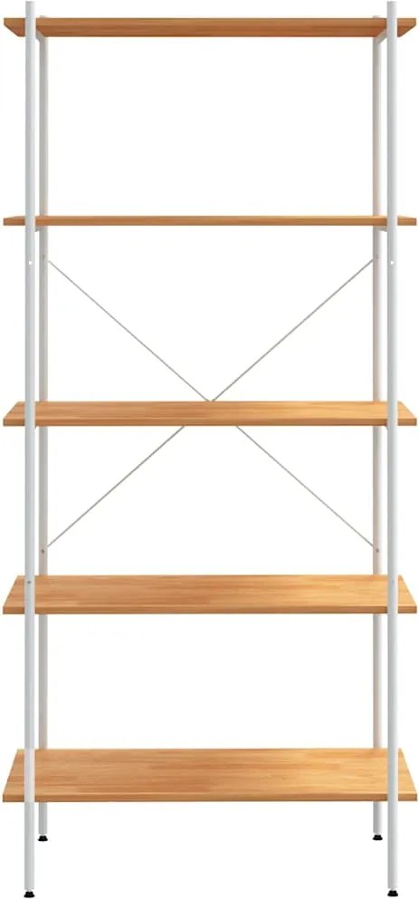 Policový regál s 5 policemi bílý a dub 80 x 40 x 163 cm 336350