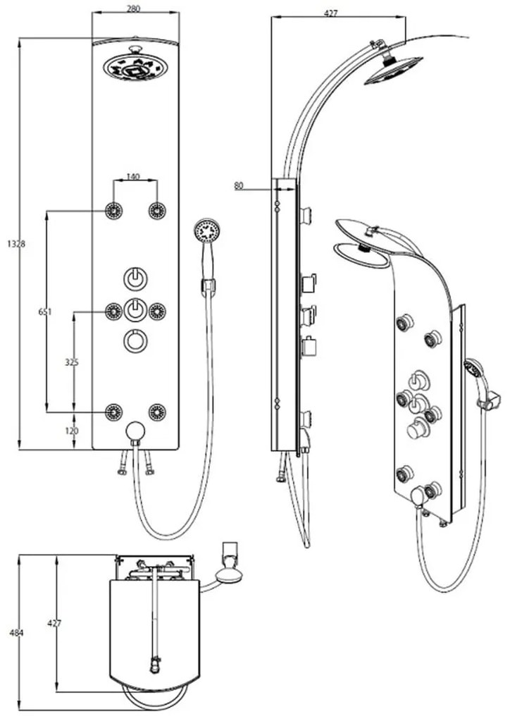 SCHÜTTE Skleněný sprchový panel s termostatickou baterií LANZAROTE - Default Title