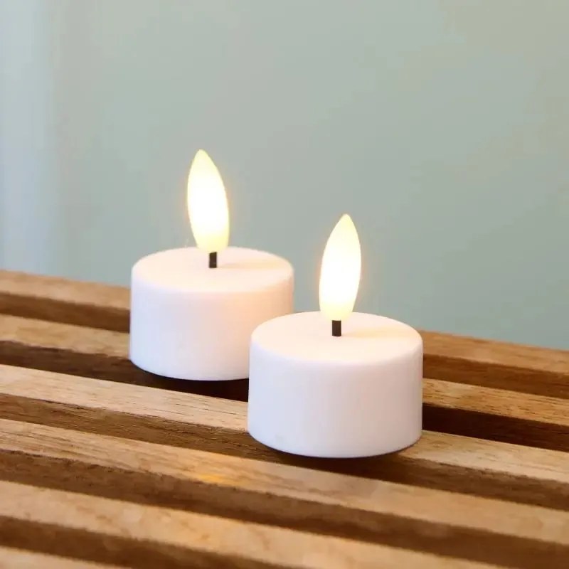 Sada LED čajové svíčky venkovní, na baterie, Ø 4 × 2,2 cm, bílé, CR2450, balení 2 ks