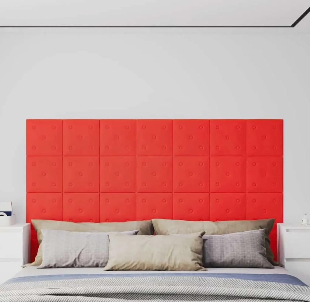 vidaXL Nástěnné panely 12 ks 30 x 30 cm umělá kůže 1,08 m² [343974] Barva: Červená