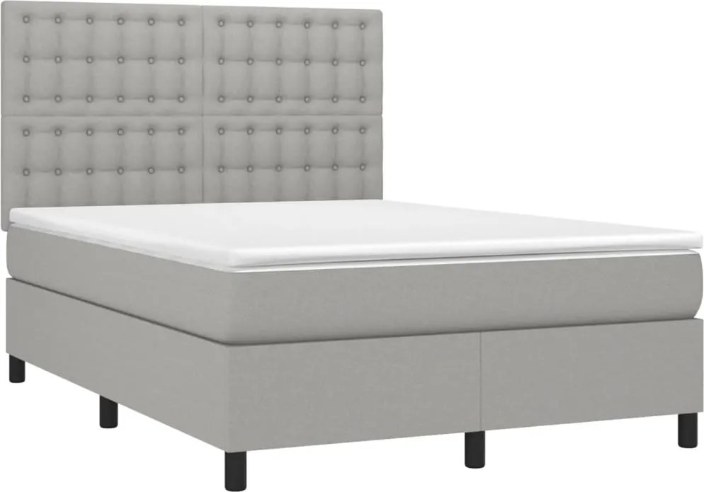 Box spring postel s matrací světle šedá 140 x 190 cm textil 3142089