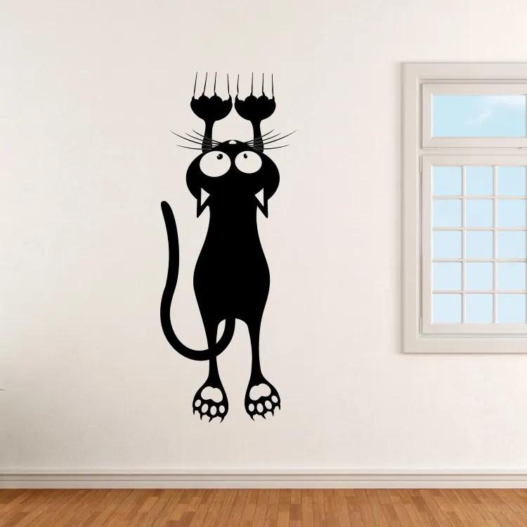 Kočka a drápky - vinylová samolepka na zeď 100x39cm
