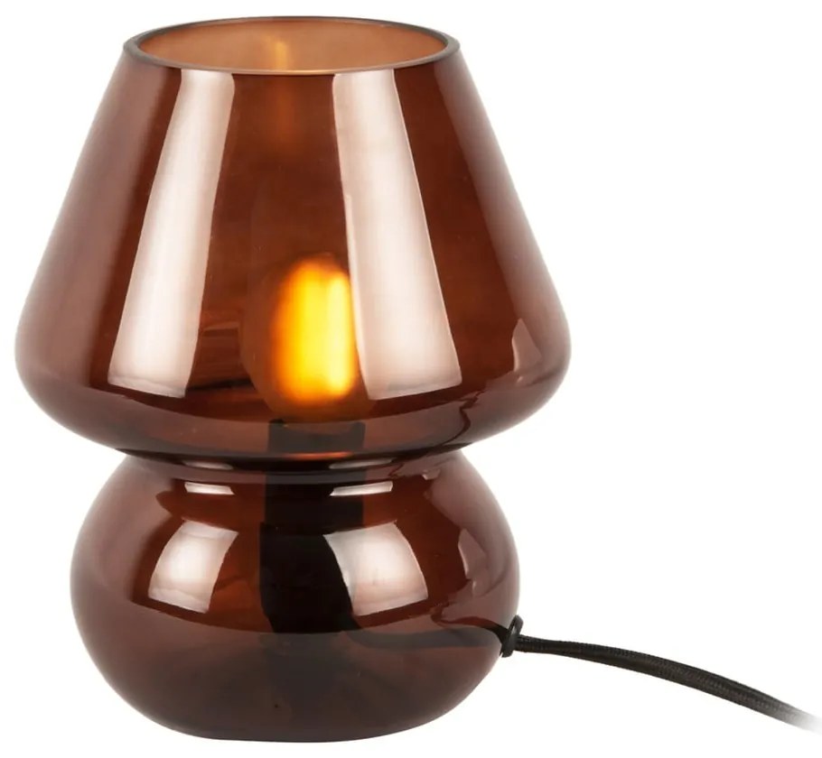 Tmavě hnědá skleněná stolní lampa Leitmotiv Glass, výška 18 cm