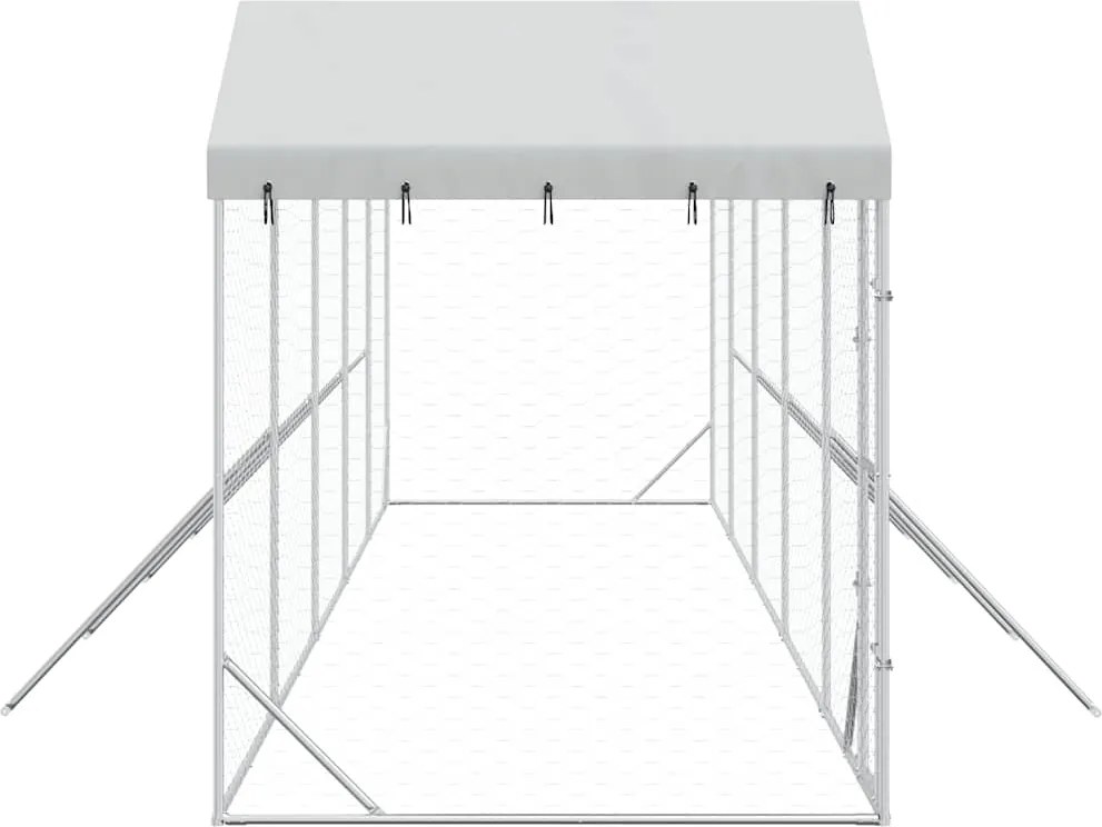Venkovní psí kotec se střechou stříbrný 10 x 2 x 2,5 m ocel 3190468