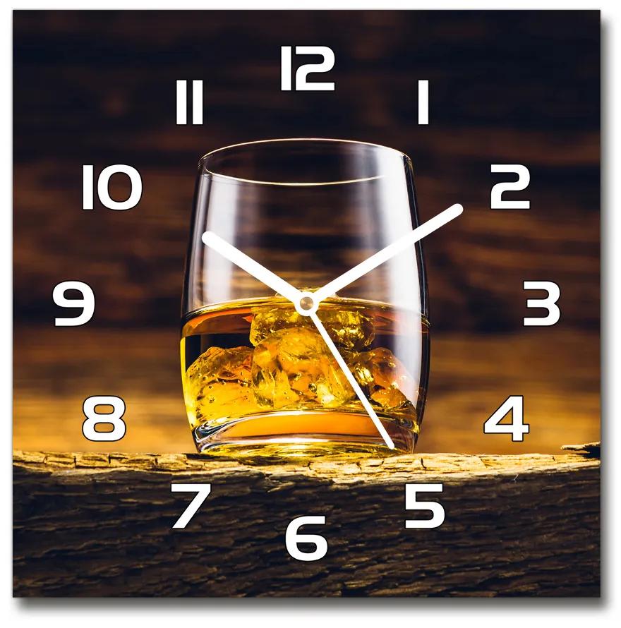 Wallmuralia Skleněné hodiny na stěnu Bourbon ve sklenici 30x30 cm
