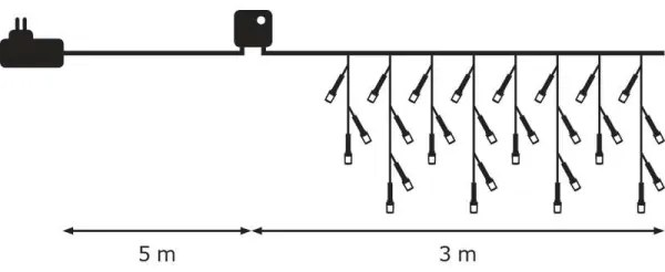 LED Venkovní vánoční řetěz CHAIN 180xLED/8 funkcí 8m IP44 studená bílá