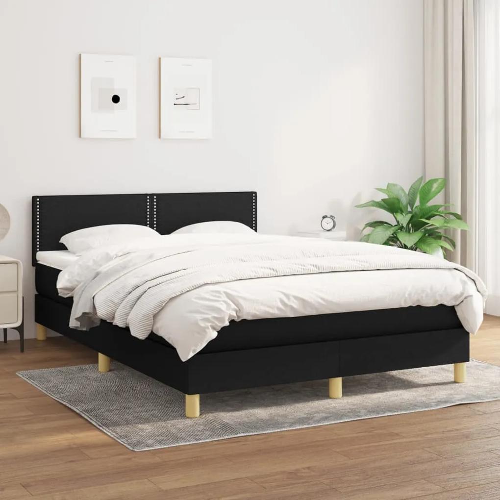 Box spring postel s matrací černá 140 x 190 cm textil,  3140531