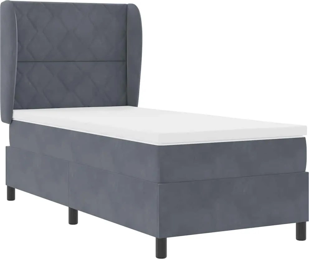 Postel s boxspringem s polštářem Tmavě šedá 190 x 90 cm samet 3340959