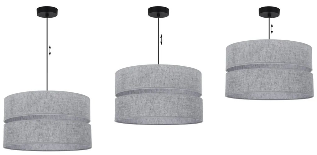 Závěsné svítidlo Jen, 1x šedé textilní stínítko, (fi 40 cm), b