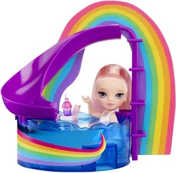 MGA Rainbow High Malá sestřička Blush - Den u bazénu / Herní set s pan