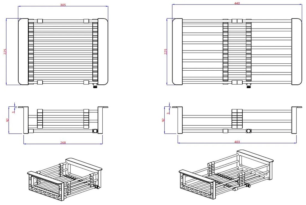 Nastavitelný košík do dřezu šedý/nerezový QUADRON