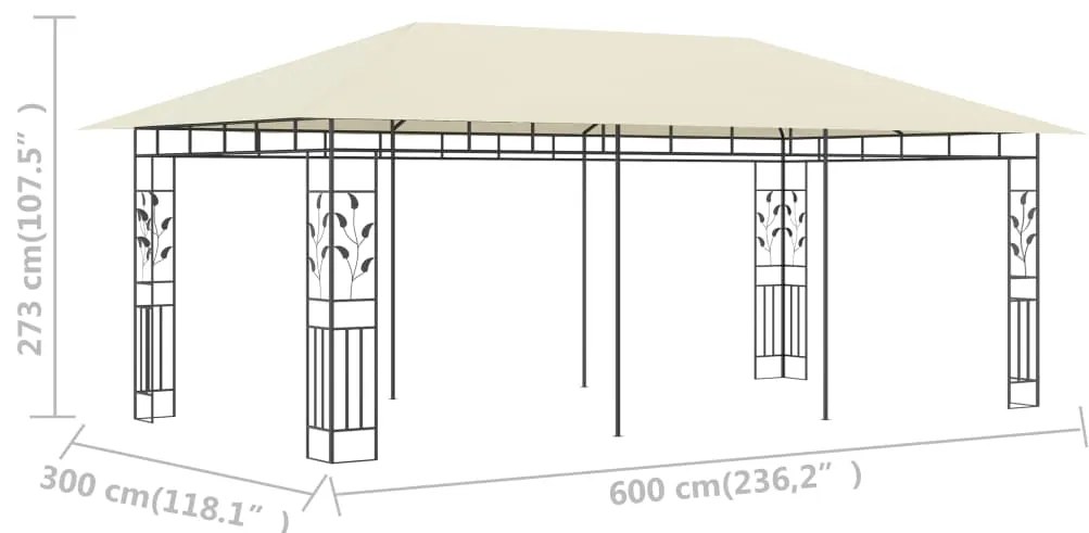vidaXL Marketos Altán s moskytiérou 6 x 3 x 2,73 m krémový