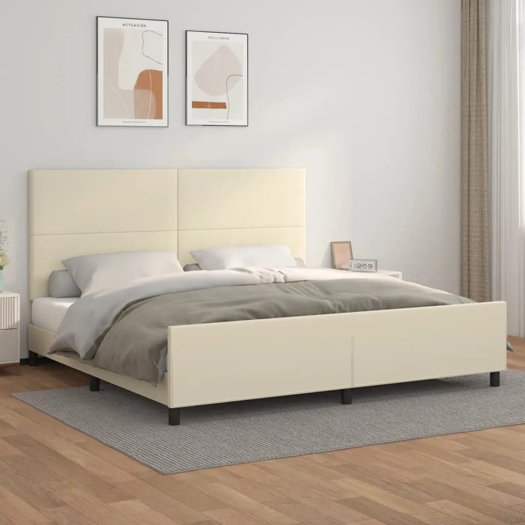 Rám postele s čelem krémový 200x200 cm umělá kůže 3125471