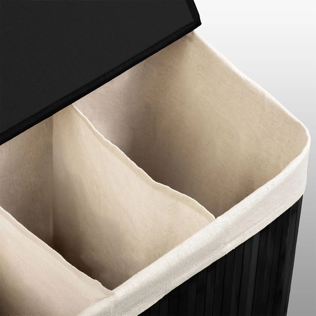 Bambusový koš na prádlo s víkem 150 l ekologický a moderní design Massido