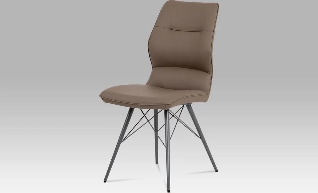 Autronic Jídelní židle, cappuccino ekokůže, kov matná šedá HC-781 CAP