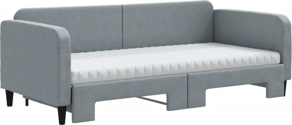 Válenda s přistýlkou a matracemi světle šedá 90 x 200 cm textil 3196834