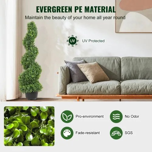 Umělé topiary Zimostráz, 0,9 m vysoký (2 kusy) Umělá topiová rostlina Venkovní