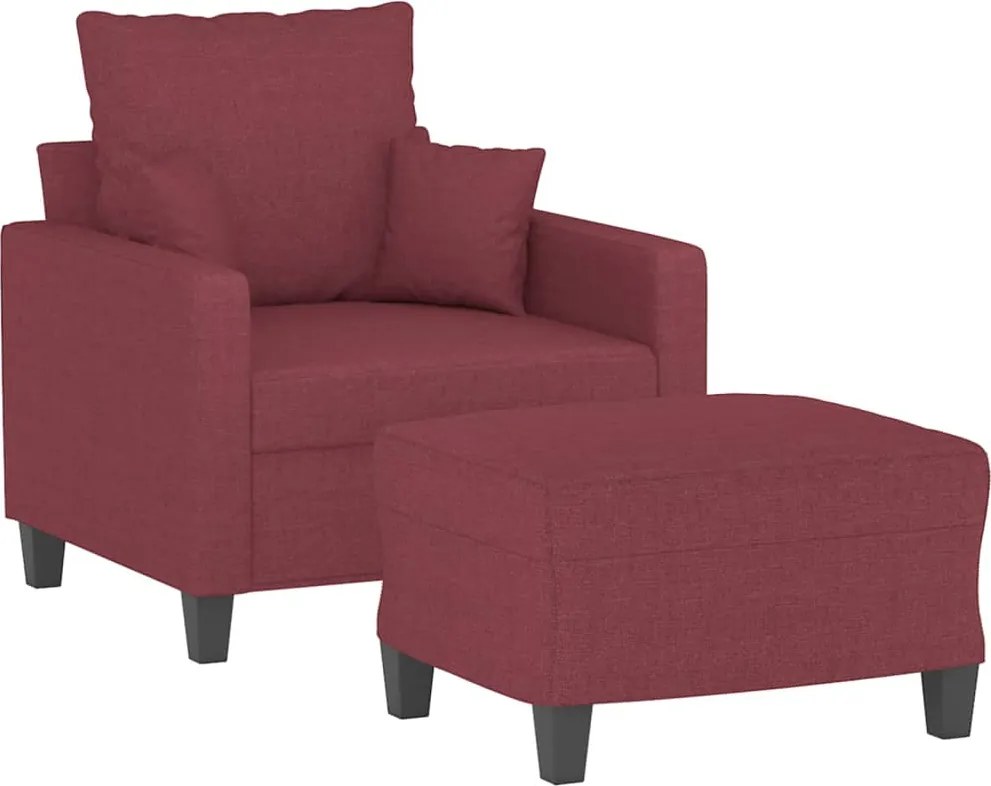 Křeslo s podnožkou vínové 60 cm textil 3201087