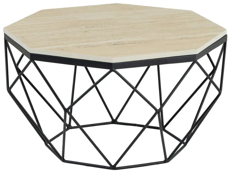 Massive home | Konferenční stolek DIAMOND 69 CM travertin černý podstavec